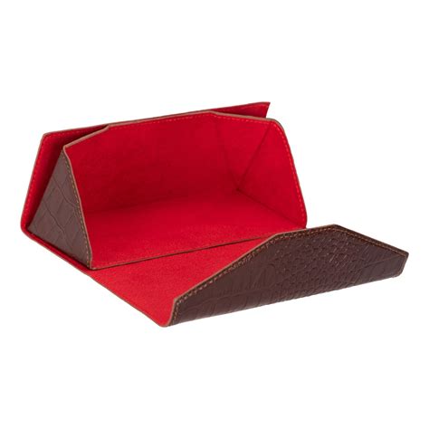 Triangular Leather Glasses Case Brown Croc Glasses Case Sagebrown