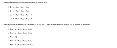 Solved 1 Multiple Regression Model And The Least Squares