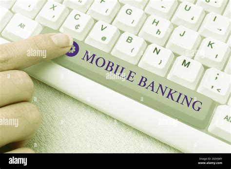Text Sign Showing Mobile Banking Word Written On To Create Financial