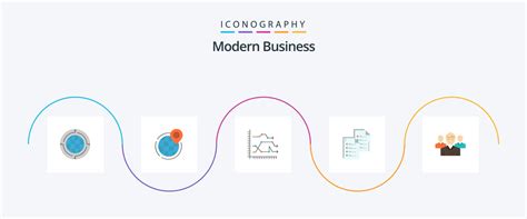 Modern Business Flat 5 Icon Pack Including Trends Diagram Global