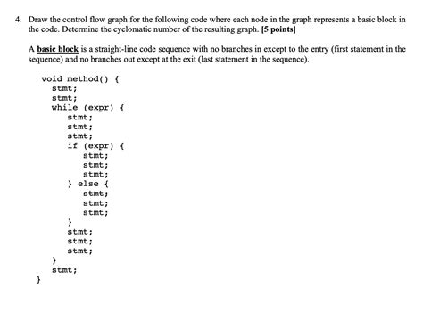 solved 4 draw the control flow graph for the following code