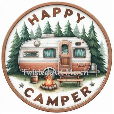 Happy Camper Clipart Rv Camping Scene S Digital Download Etsy