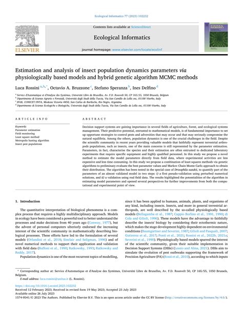 Pdf Estimation And Analysis Of Insect Population Dynamics Parameters