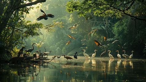 Premium Photo A Photo Capturing The Serene Beauty Of A Wildlife Sanctuary With A Focus On The