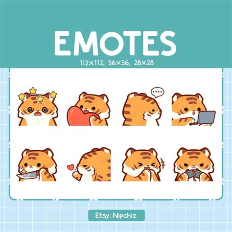 Tiger Bundle Emotes For Streaming 8 Cute Tiger Emotes Kawaii Emotes