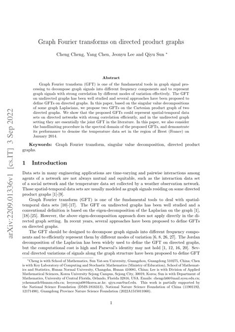 Pdf Graph Fourier Transforms On Directed Product Graphs