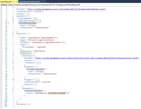 How To Specify A Variable Parameter In My Logic App S Arm Template Stack Overflow