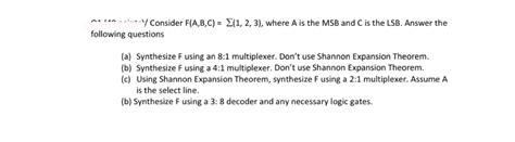 Solved Consider F A B C Σ 1 2 3 ﻿where A ﻿is The Msb And