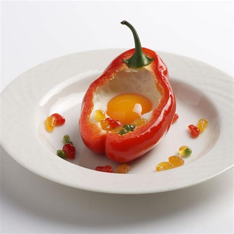 Premium Ai Image Oven Egg In A Pepper Ring On A Plateoven Egg In A Pepper Ring On A Plate