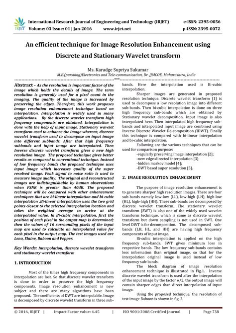 An Efficient Technique For Image Resolution Enhancement Using Discrete And Stationary Wavelet