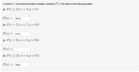 solved if a is a binomial random variable compute p x for