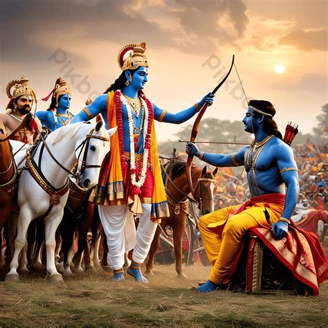Krishna And Arjuna On The Battlefield Of Kurukshetra Photo Photo  Free Download Pikbest
