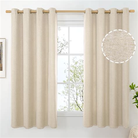 Bgment Oatmeal Linen Curtains For Bedroom 63 Inch Length No See