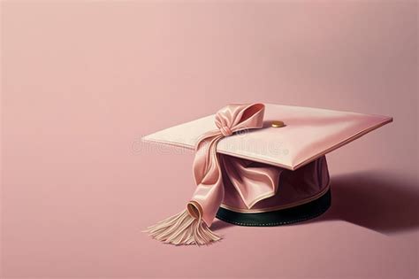 Graduation Cap On A Pink Background With Space For Text With Generative Ai Tehnology Stock