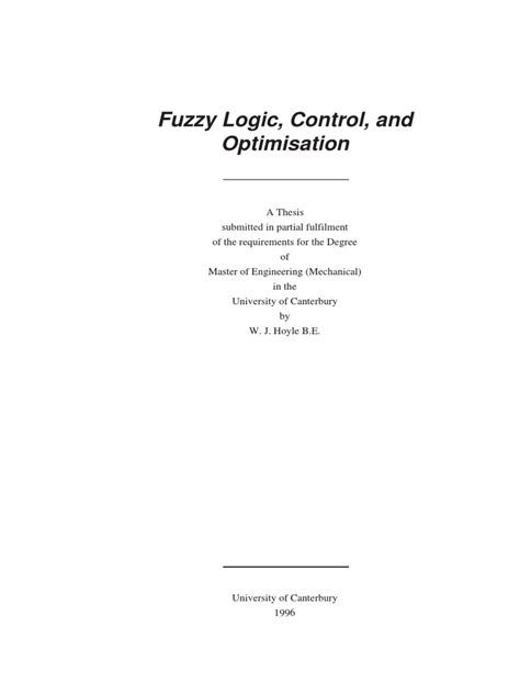 Fuzzy Control Pdf Fuzzy Logic Mathematical Optimization