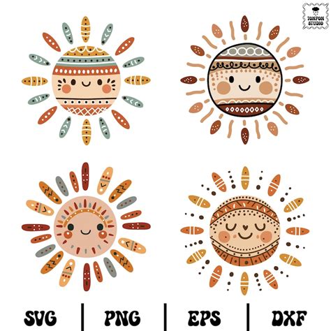 Boho Sun Svg Cute Sun Clipart Svg Sunshine Svg Cute Sun Face Svg Etsy