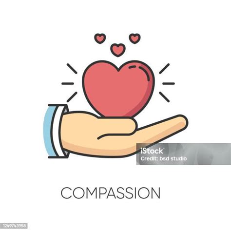 연민 Rgb 색상 아이콘 정서적 지원 친절한 동정 공감 연대 우정의 상징 자발적인 보살핌 자선 적 도움과 친절 격리된 벡터 그림 아이콘에 대한 스톡 벡터 아트 및 기타