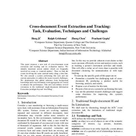 Cross Document Event Extraction And Tracking Task Evaluation Techniques And Challenges Acl
