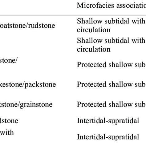 Summary Of The Distinguished Microfacies Types Microfacies