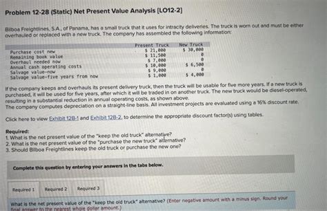 solved problem 12 28 static net present value analysis