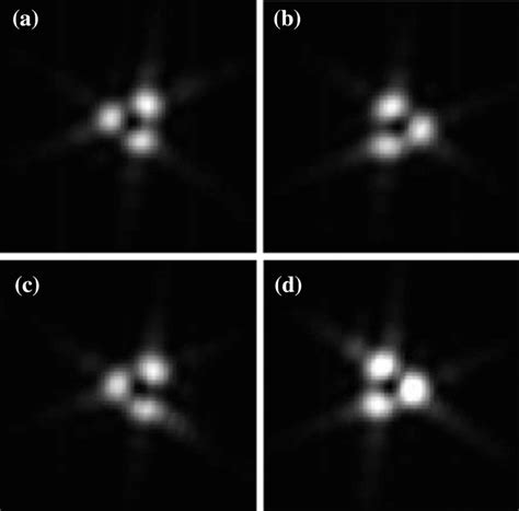 Experimental Intensity Profile Of The Four Output States Of The Setup