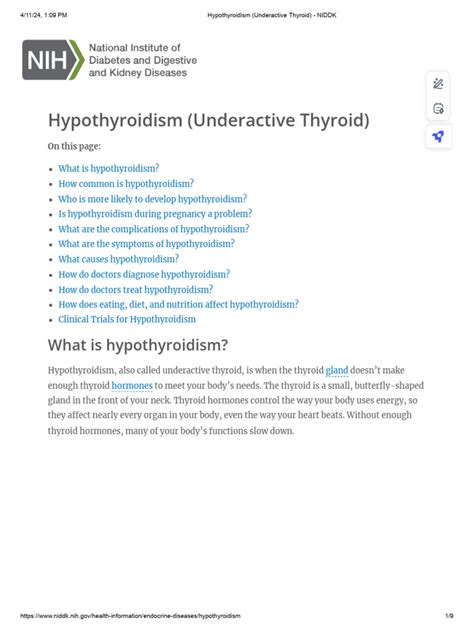Hypothyroidism Underactive Thyroid Niddk Pdf Hypothyroidism