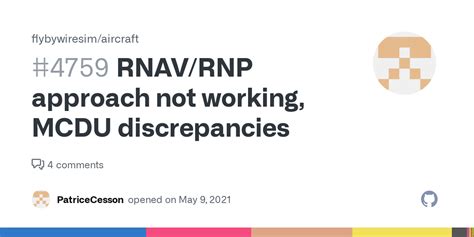 RNAV RNP Approach Not Working MCDU Discrepancies Issue 4759