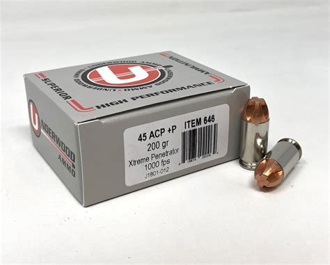 Underwood 45 Acp P Ammunition 200 Grain Xtreme Penetrator Uw646 20 Rounds