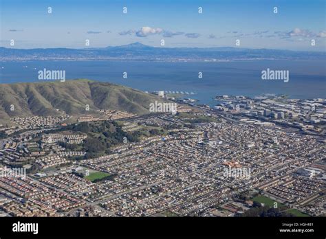 Aerial View Of South San Francisco Cityscape With Blue Sky California