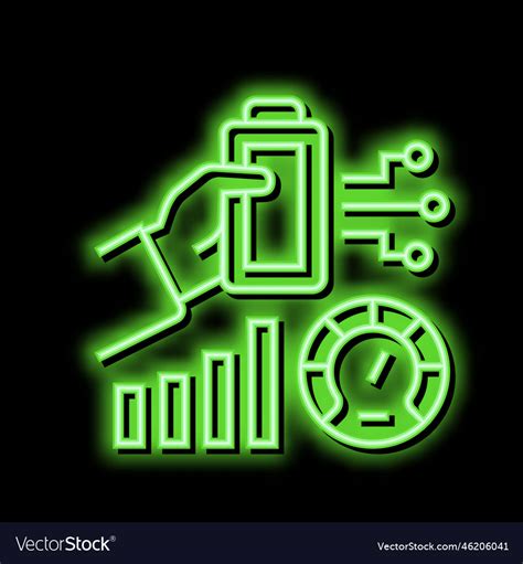 Battery Optimize Neon Glow Icon Royalty Free Vector Image