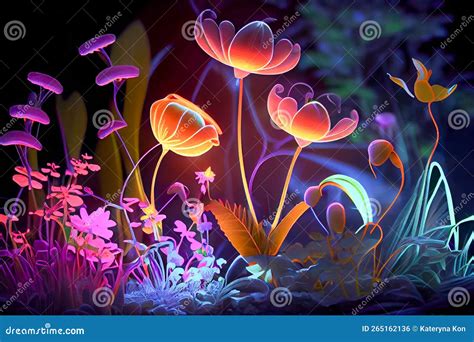 Fantasy Floral Background With Beautiful Flowers Ai Illustration Stock