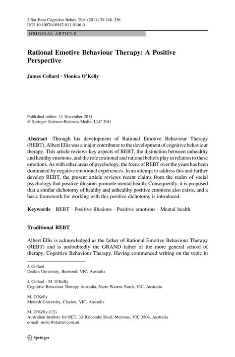 (PDF) Rational Emotive Behaviour Therapy: A Positive Perspective