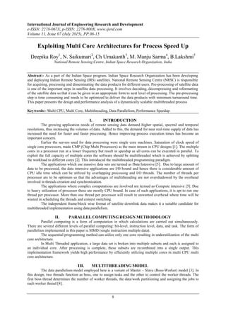 Exploiting Multi Core Architectures For Faster Satellite Data