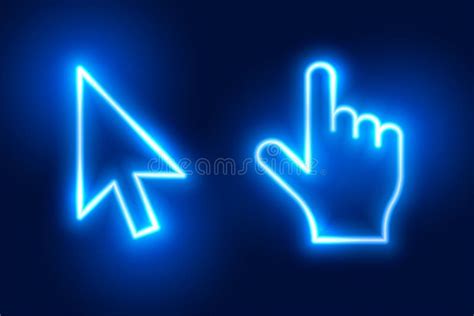 neon style computer cursor and arrow design stock vector illustration