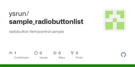 GitHub Ysrun Sample Radiobuttonlist Radiobutton Itemscontrol Sample