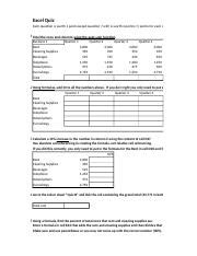 Excel Quiz Xlsx Excel Quiz Each Question Is Worth Point Except