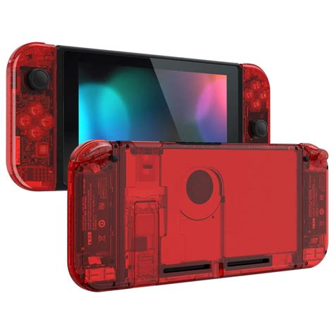 Extremerate Diy Replacement Shell Buttons For Nintendo Switch Crystal Clear Red Custom Back
