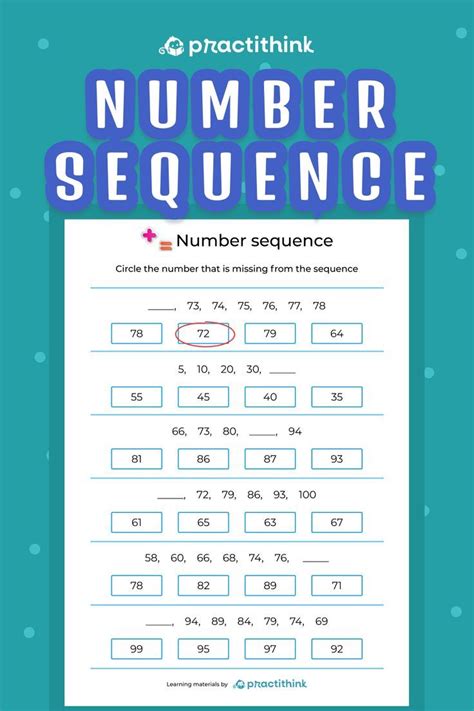 Number Sequence Worksheets