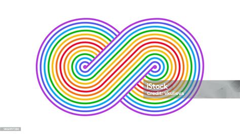 레인보우 인피니티 기호입니다 화려한 뫼비우스 영원한 상징 양식화 된 뫼비우스 끝없는 모양 로고 기호 아이콘 포스터 배너 배경 커버 인쇄에 대 한 멋진 디자인 일러스트 벡터