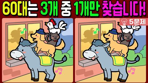 【다른그림찾기치매예방】3가지 차이점 다 찾으면 60대 상위 1🔥【 Find Difference 두뇌운동3개 찾기5