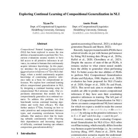 Exploring Continual Learning Of Compositional Generalization In Nli