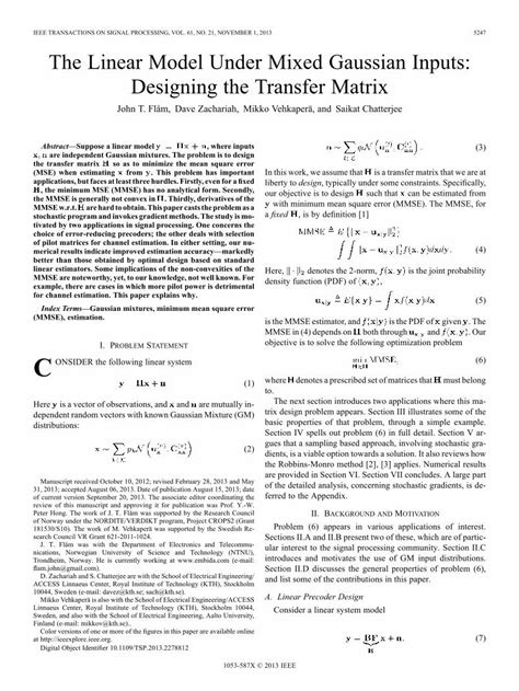 Pdf The Linear Model Under Mixed Gaussian Inputs Designing The