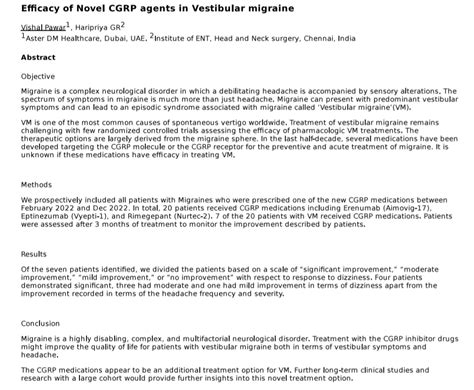 Treatment With The Cgrp Inhibitor Drugs Might Improve The Quality Of Life For Patients With