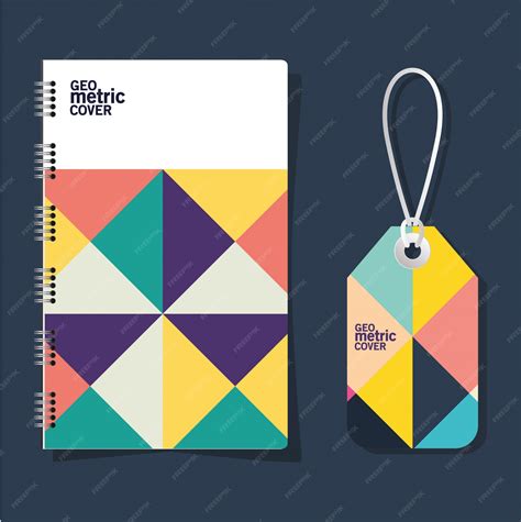 Premium Vector Geometric Cover Notebook And Label