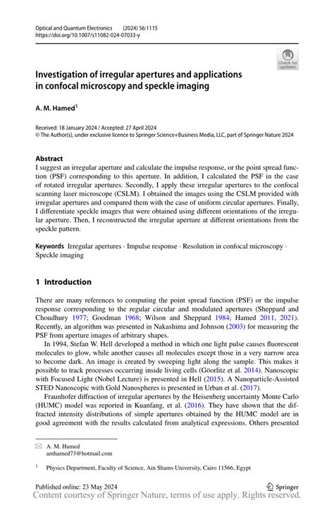 Investigation Of Irregular Apertures And Applications In Confocal Microscopy And Speckle Imaging