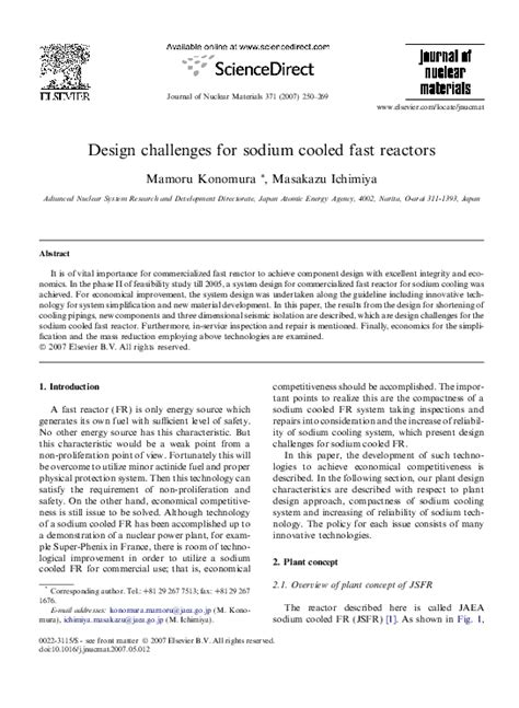 Pdf Design Challenges For Sodium Cooled Fast Reactors