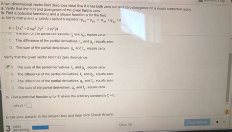 Solved A Two Dimensional Vector Field Describes Ideal Flow Chegg