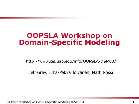 ppt domain specific modeling workshop at oopsla powerpoint