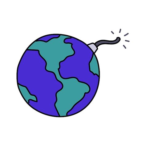 Premium Vector Explosive Earth Hand Drawn Color Vector Illustration