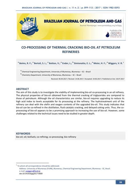 PDF CO PROCESSING OF THERMAL CRACKING BIO OIL AT PETROLEUM Classification It Feed